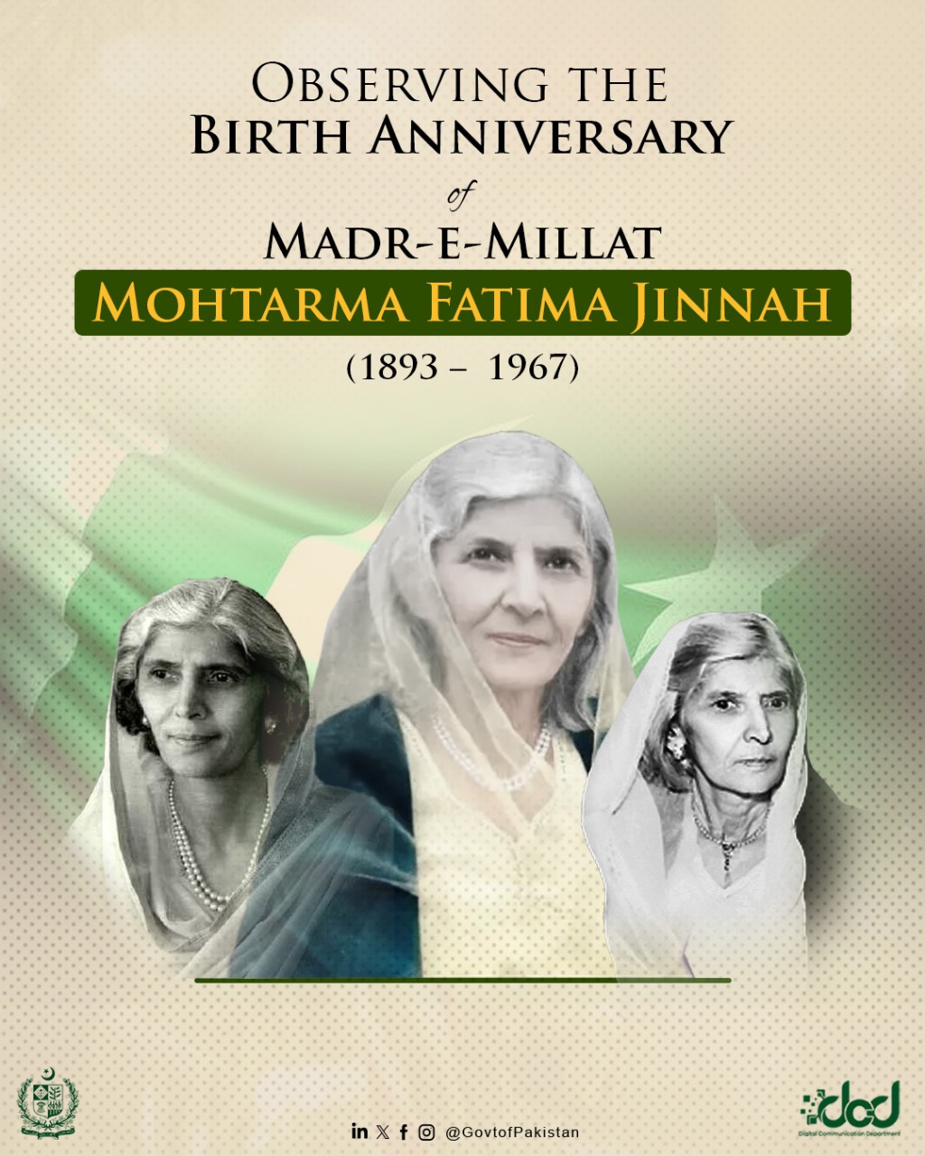 The Government of Pakistan pays tribute to Madr-e-Millat Mohtarma ...