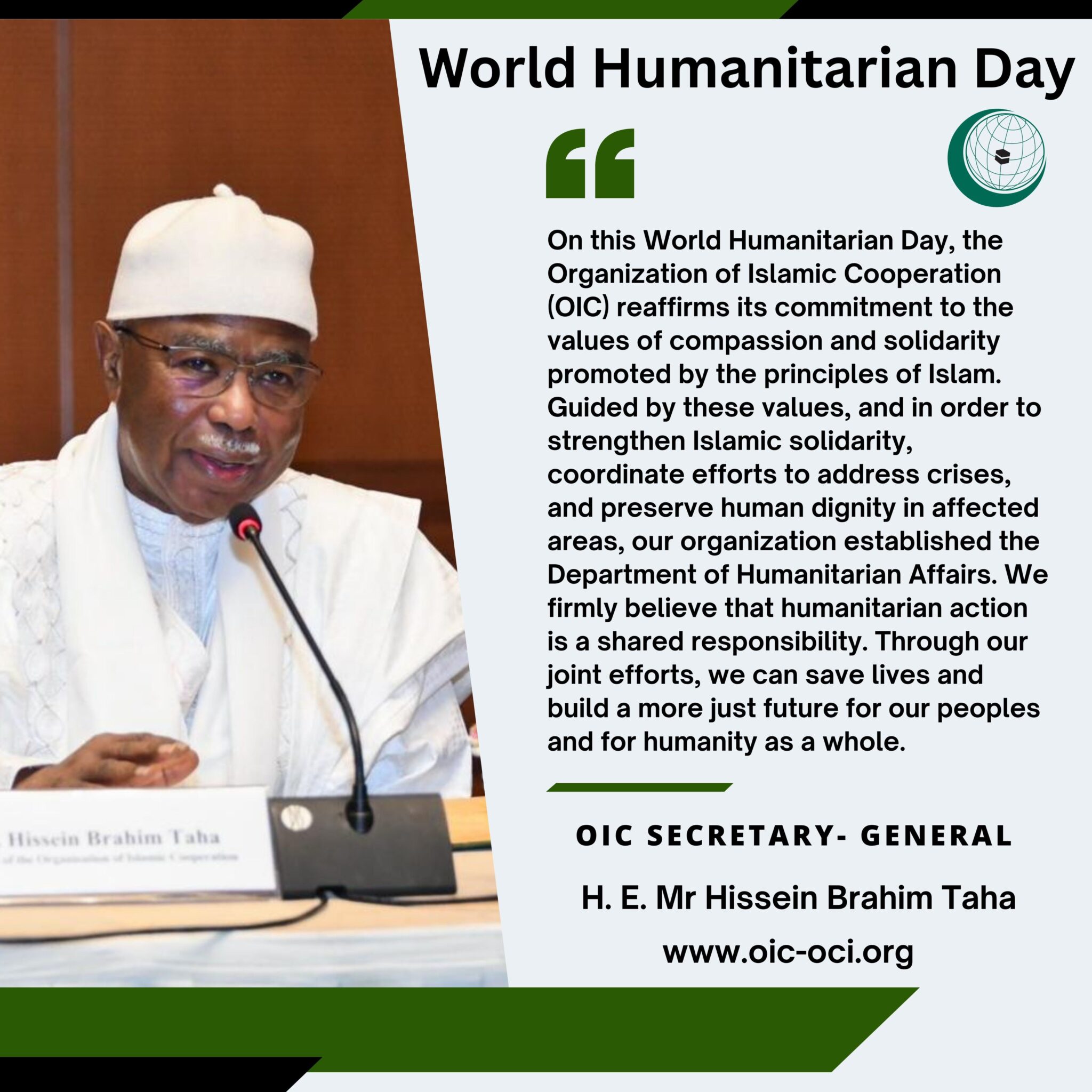 OIC Secretary-General: “Humanitarian work is a shared responsibility ...